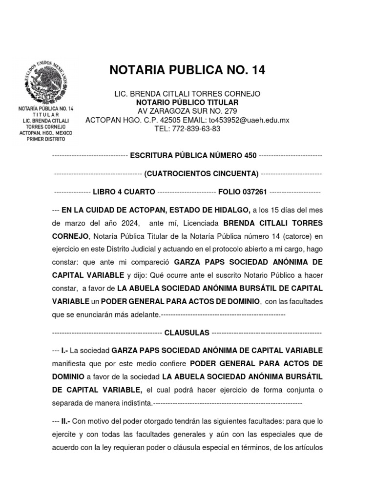 poder notarial | PDF poder notarial | PDF