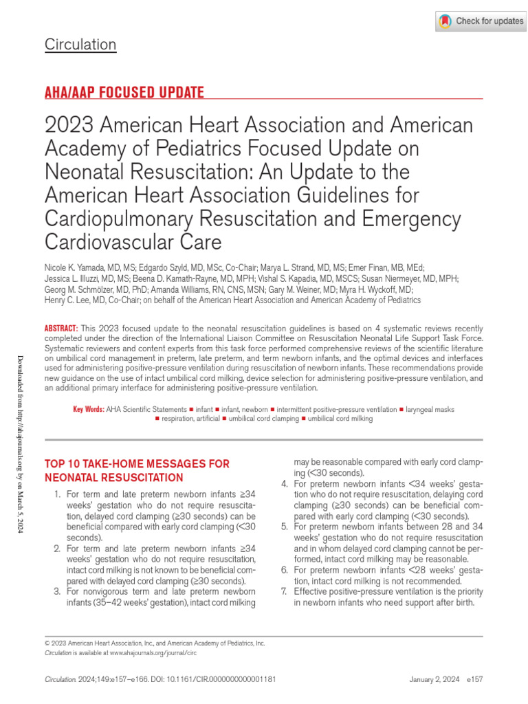 Yamada Et Al 2023 2023 American Heart Association and American Academy of Pediatrics Focused ...