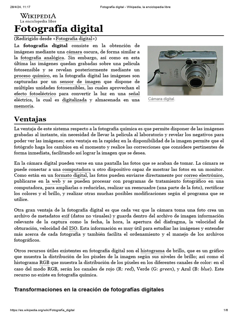Fotografía Digital - Wikipedia, La Enciclopedia Libre | PDF ...