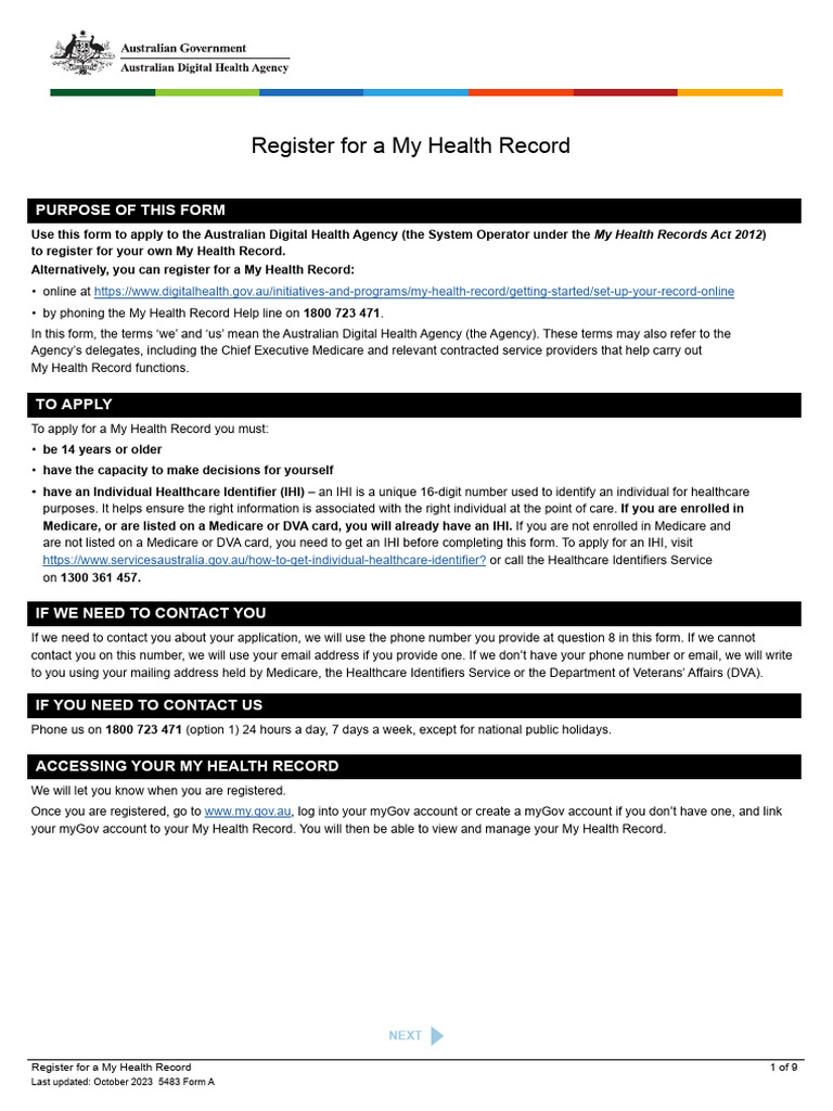 Register for a My Health Record | PDF | Identity Document | Government