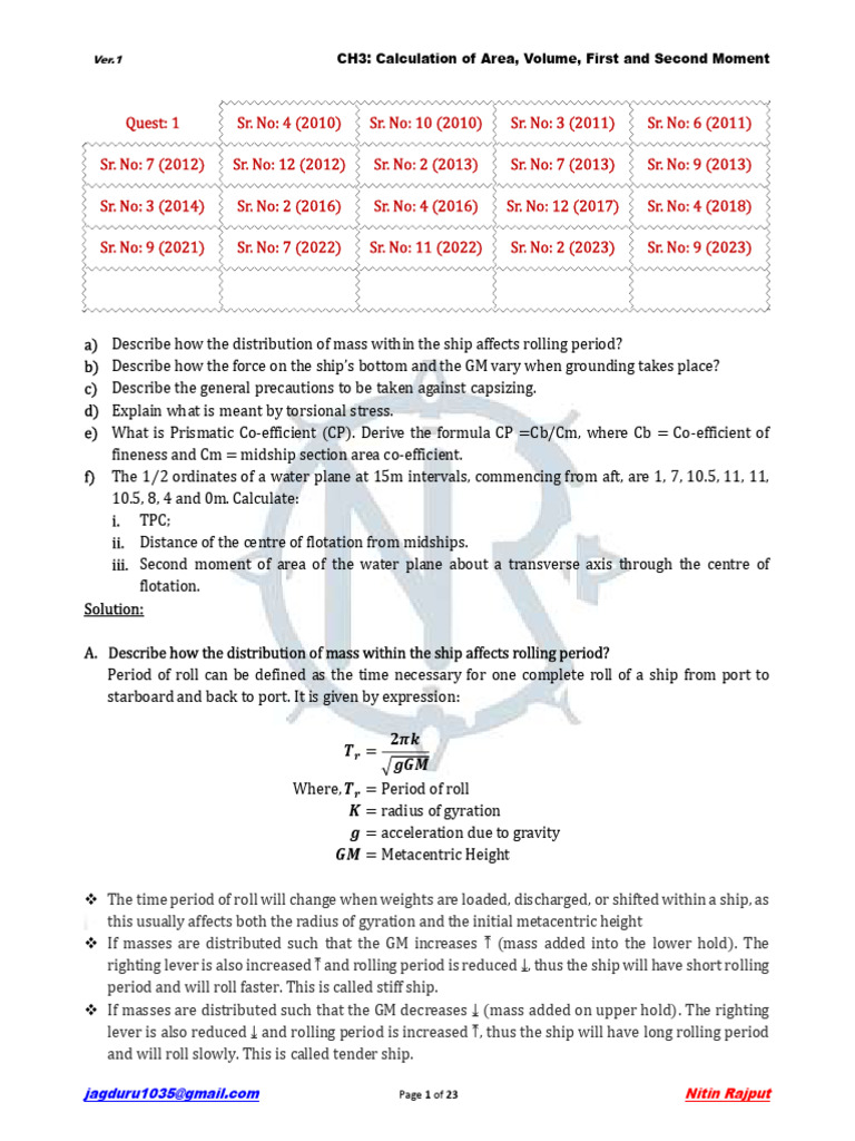 Sol Ch3 Calculation of Area, Volume, First and Second Moment Updated ...