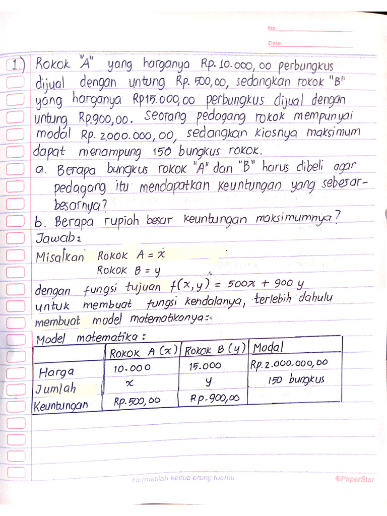 file 4 Kuis Program Linear | PDF