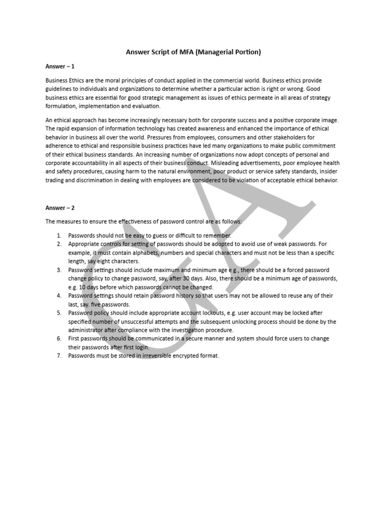 MFA (Managerial Portion) Mid-Term Solution | Download Free PDF | Business Ethics | Outsourcing
