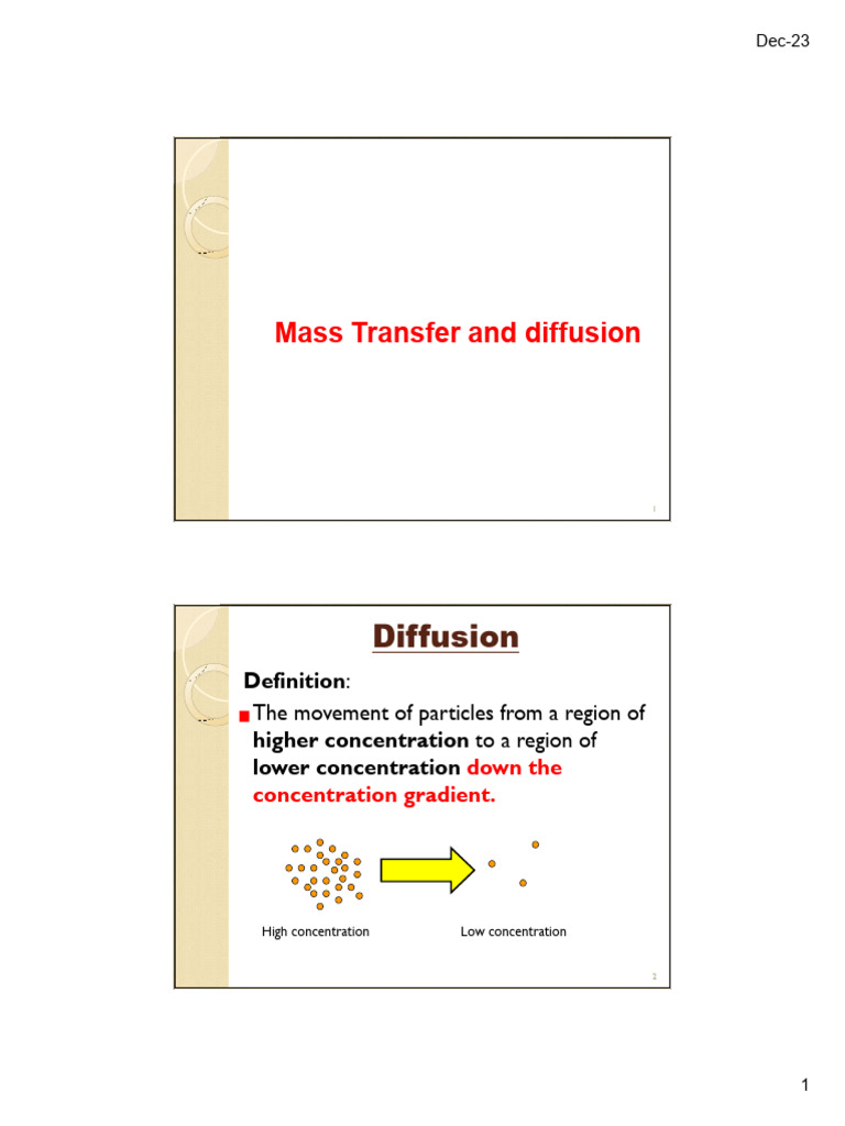 MASS TRANSFER PPT 22 (Compatibility Mode) | PDF | Diffusion | Liquids