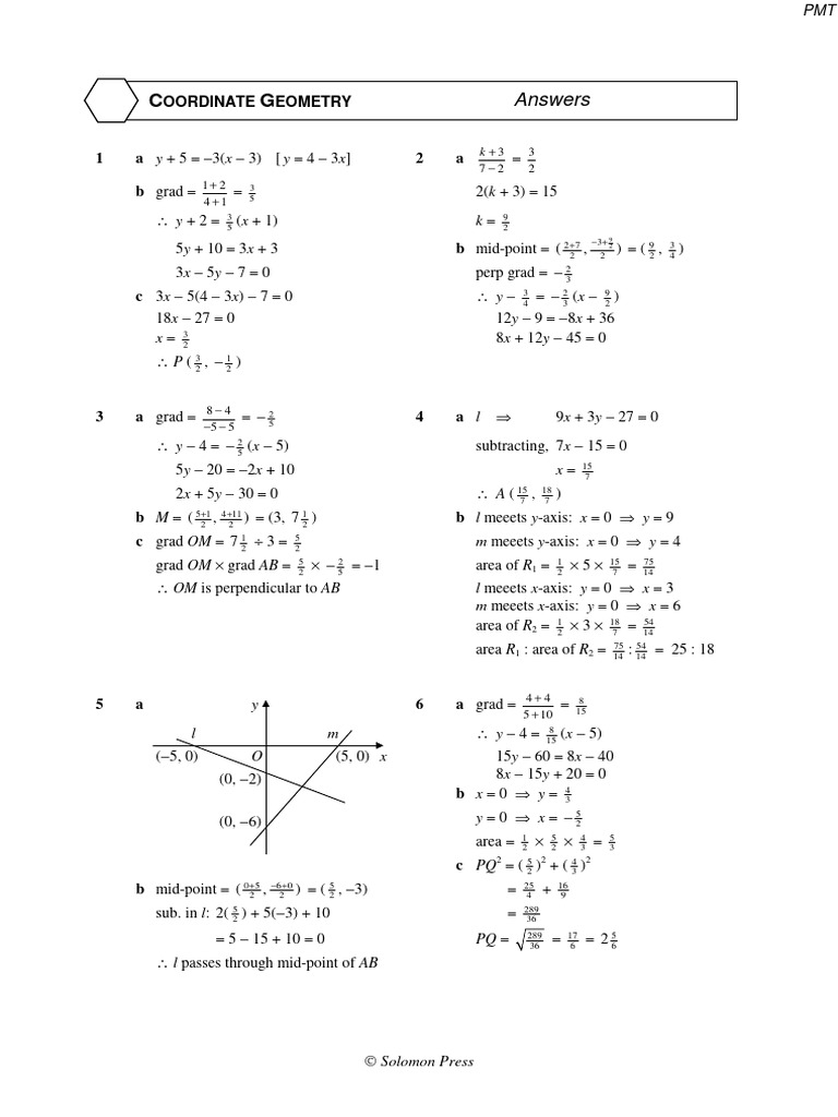 Coordinate Geometry Worksheet Answers | PDF | Geometry | Analytic Geometry