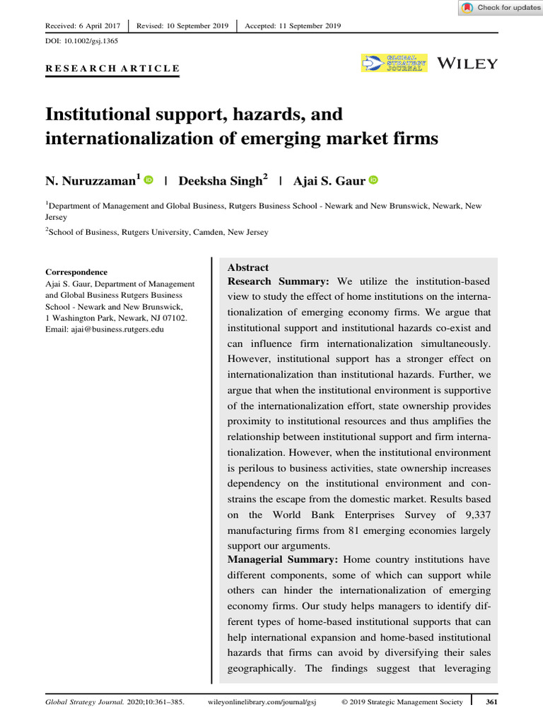 Institutional Impact on Emerging Market Firms | PDF | Exports | Subsidy