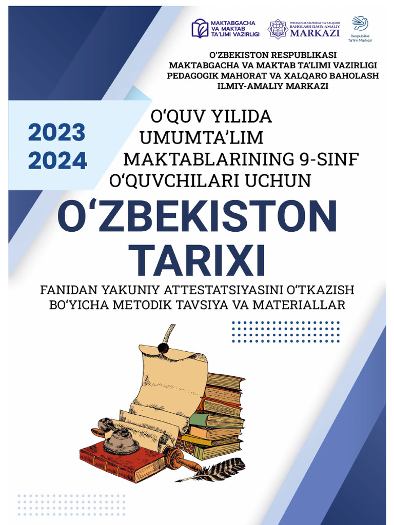 9-Sinf O'Zbekiston Tarixi Imtihon Savollari | PDF