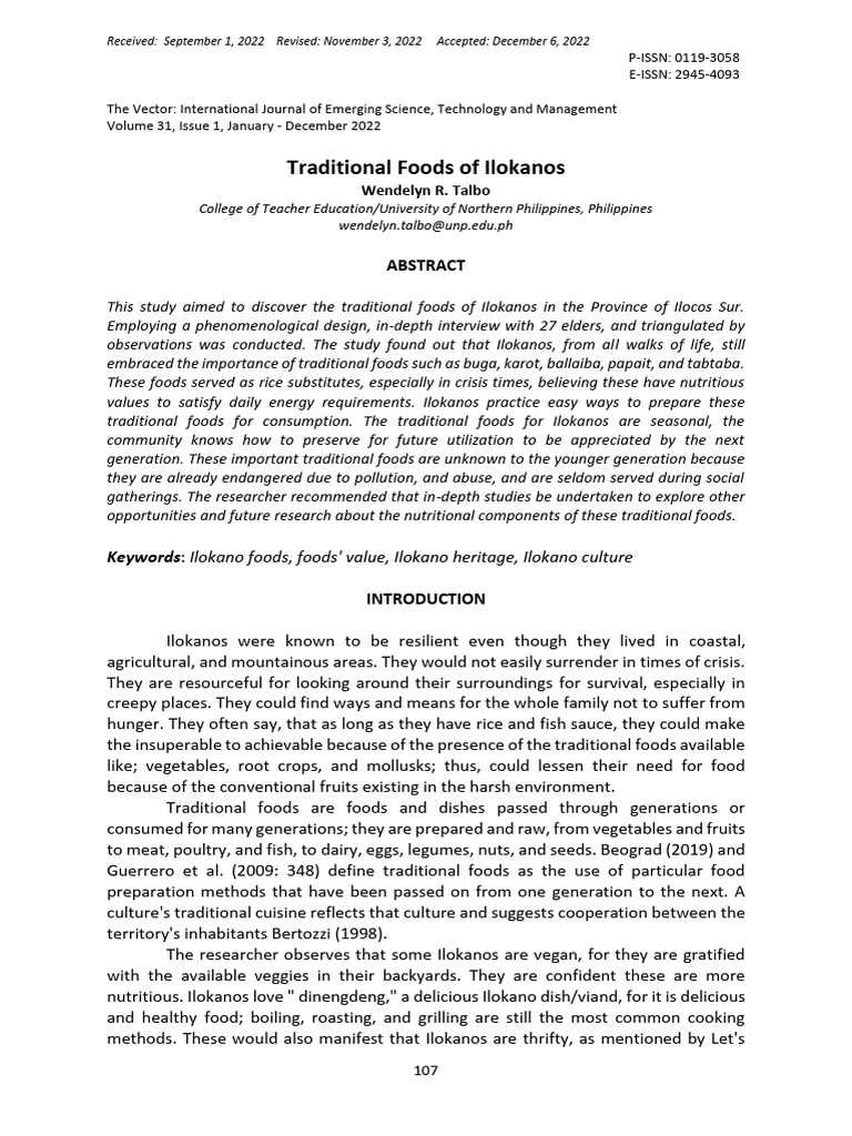 Traditional Ilokano Foods and Their Value | PDF