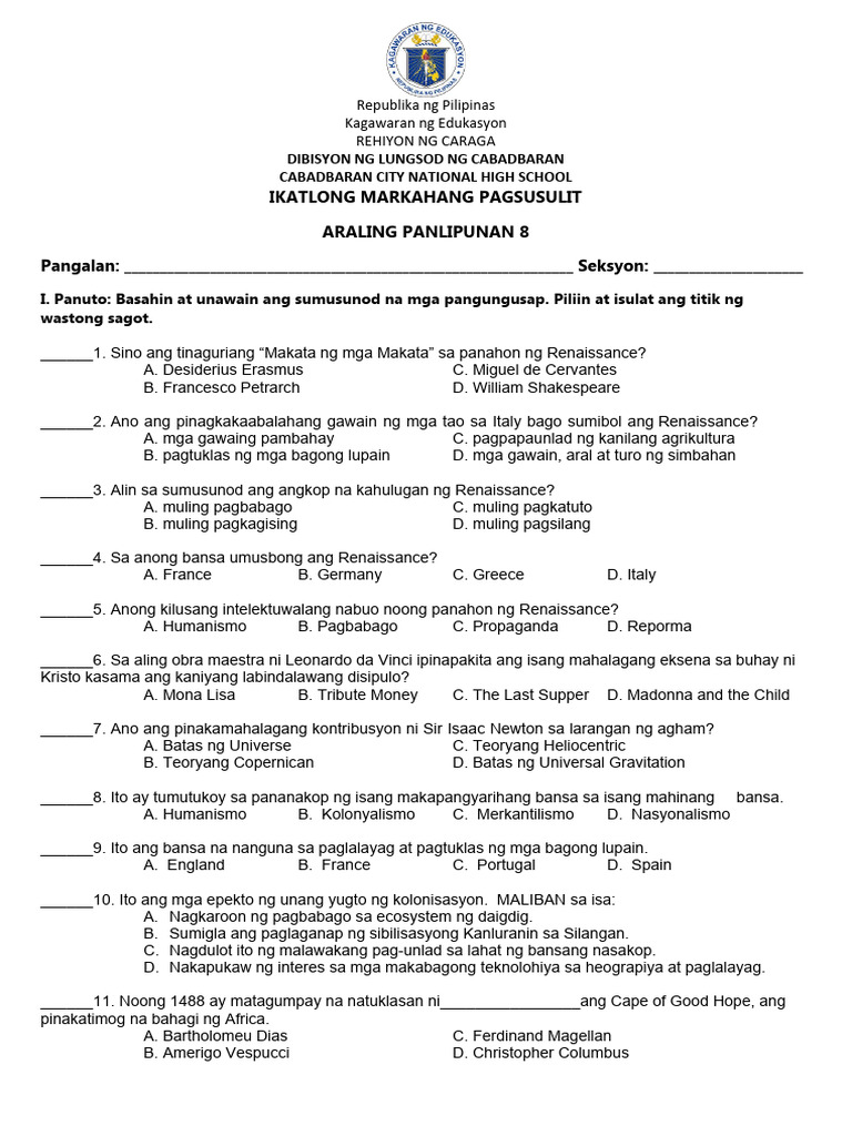 Tos TQ Ap8 Q3 Periodical Test | PDF