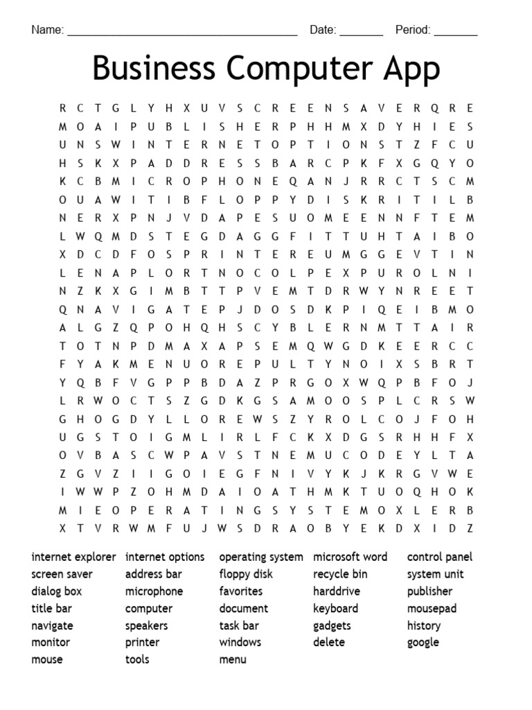 Comp App Wordsearch | Download Free PDF | Computer Science | Computing ...
