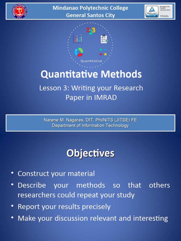 QM - Lesson 3 | PDF | Data Analysis | Quantitative Research