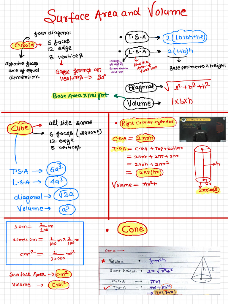 Surface Area & Volume | PDF | Euclidean Geometry | Physical Quantities