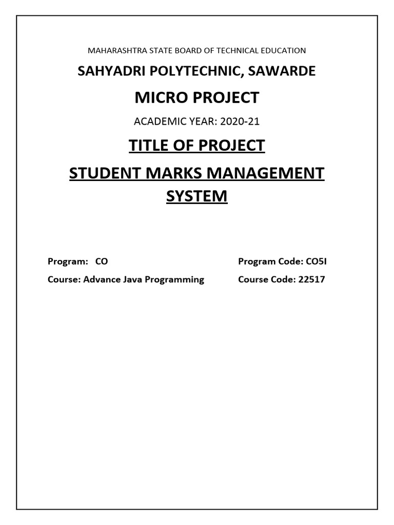 Student Marks Management System | Download Free PDF | Data | Computer ...