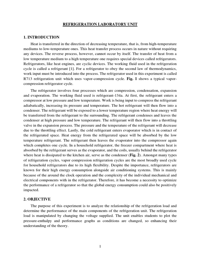 Refrigeration Lab Unit Analysis | PDF | Refrigerator | Thermodynamics