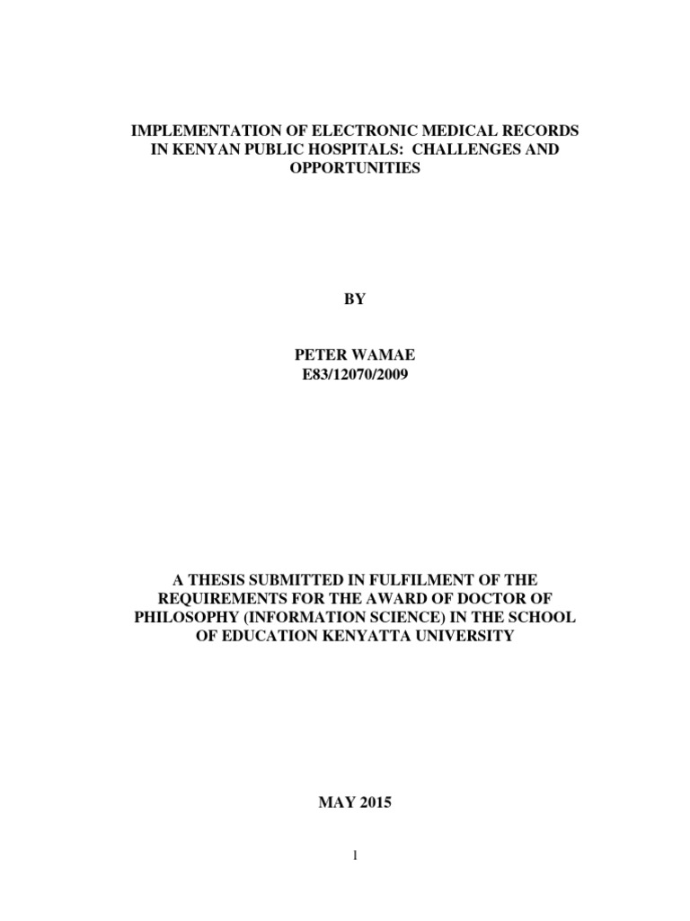 Implementation of Electronic Medical Records...... | PDF | Electronic ...