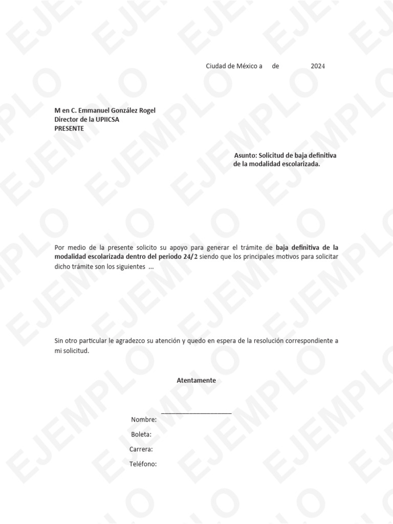 Carta Baja Definitiva | PDF