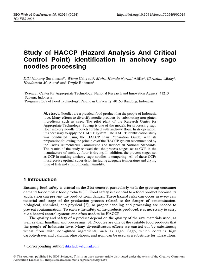 Study of HACCP Hazard Analysis and Critical Contro | Download Free PDF | Hazard Analysis And ...