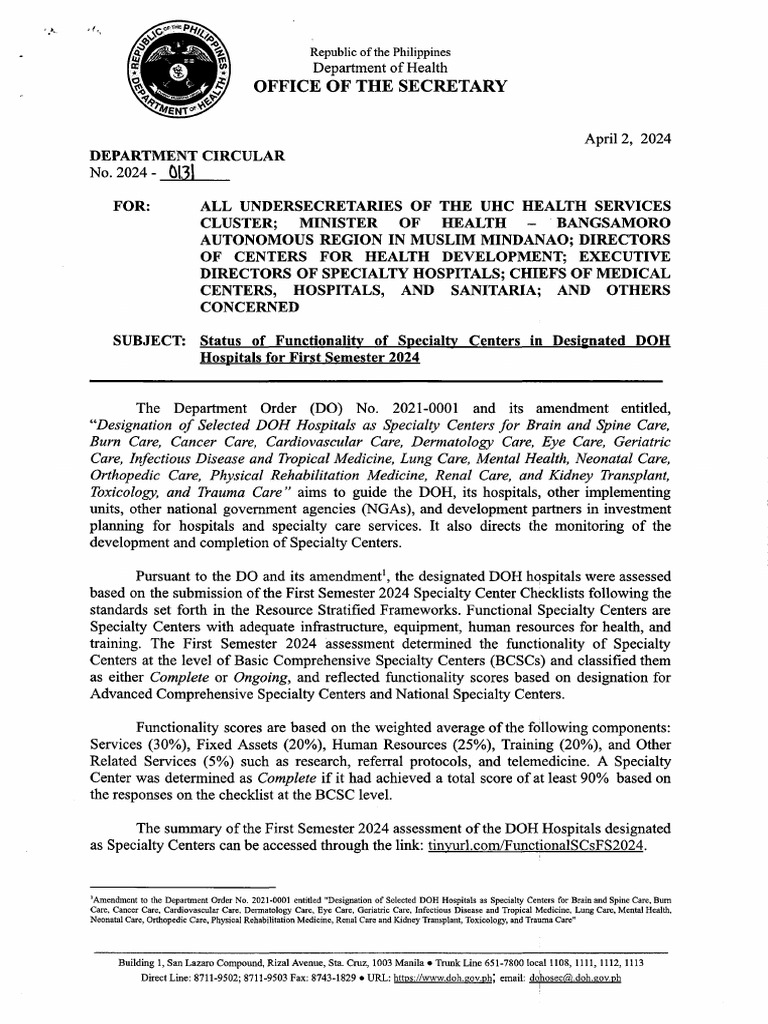 Doh DC 2024-0131 | PDF | Hospital | Health Care