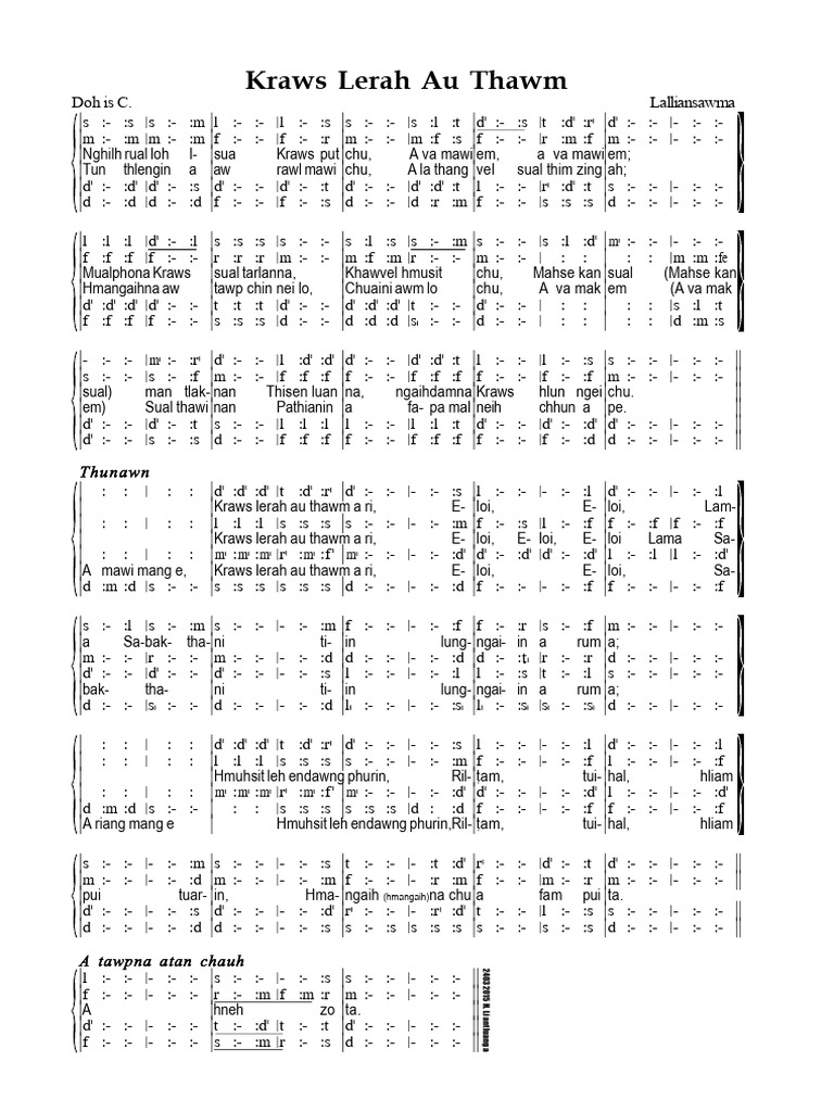 Kraws Lerah Au Thawm Lyrics | PDF