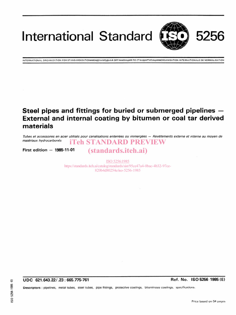 Iso 5256 1985 | PDF | Pipe (Fluid Conveyance) | Glasses