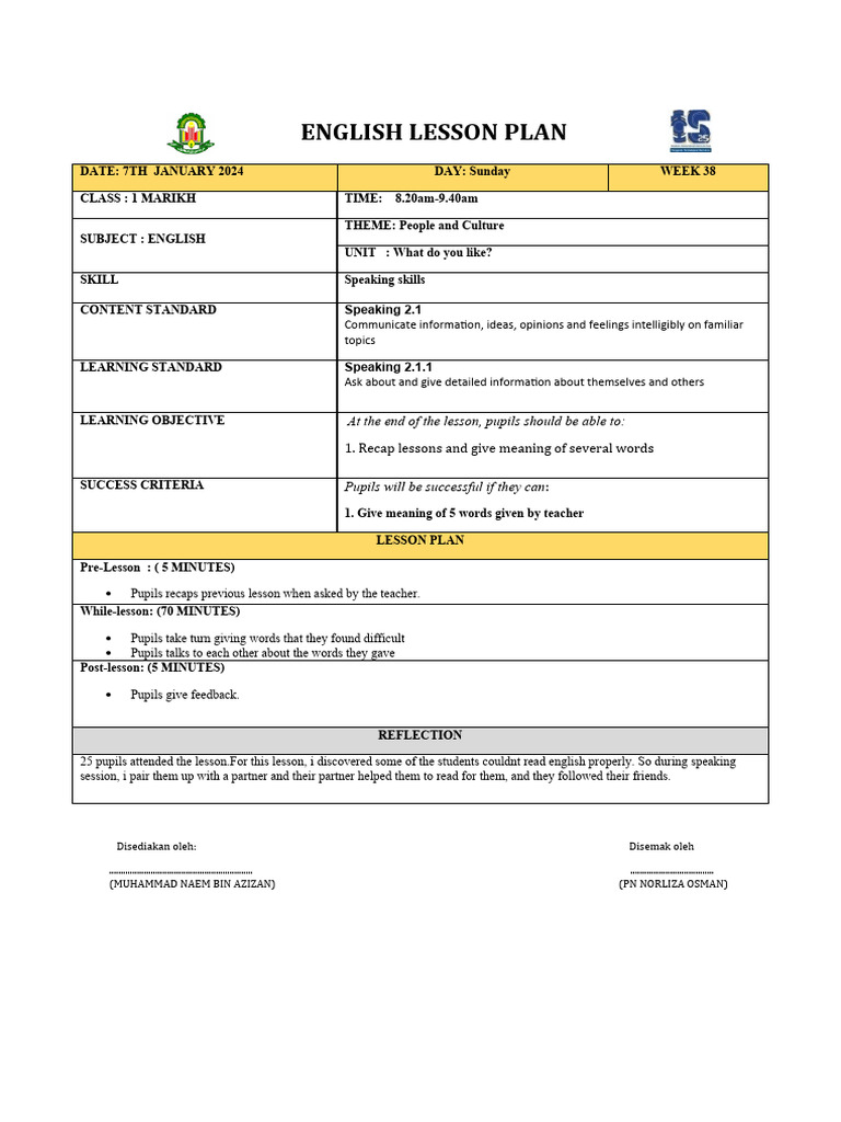 M38 LP 7 Jan 2024 | PDF | Lesson Plan | Cognitive Science