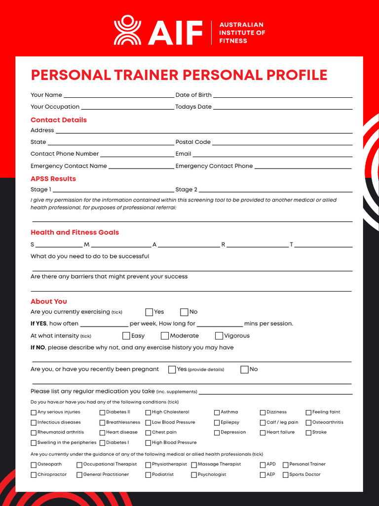 Personal Trainer Client Profile | PDF | Diet (Nutrition) | Diet & Nutrition