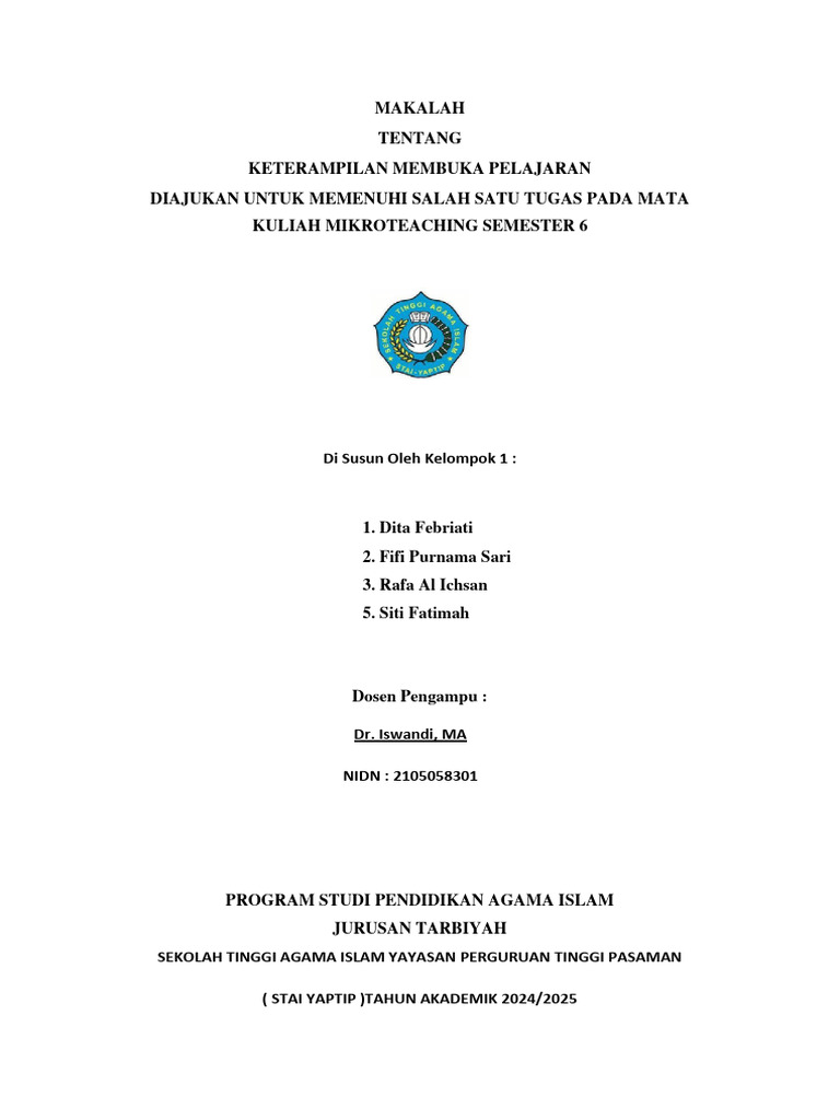 Makalah Microteaching Kelompok 1 | PDF | Karier & Perkembangan