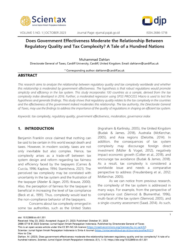 Does Government Effectiveness Moderate The Relationship Between ...