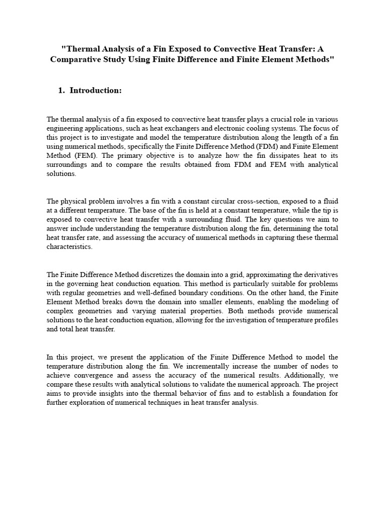 Thermal Analysis of A Fin Exposed To Convective Heat Transfer | PDF | Finite Element Method ...