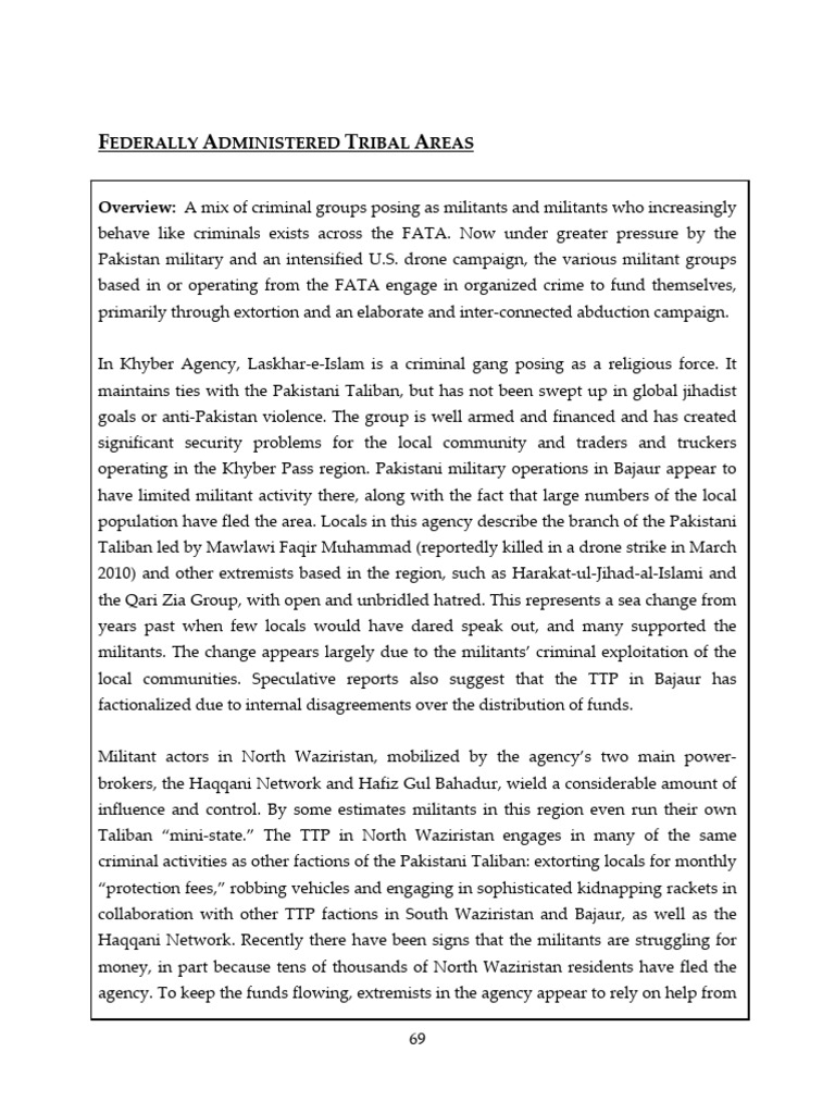 F A T A: Ederally Dministered Ribal Reas | PDF | Haqqani Network | Taliban