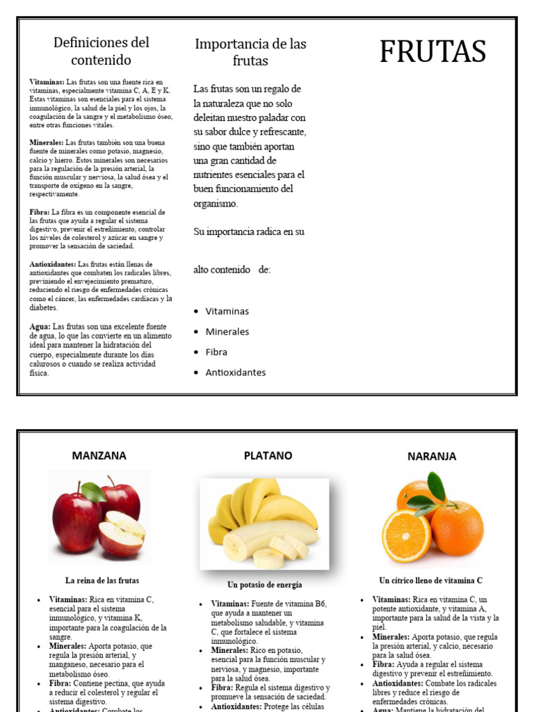 Triptico Frutas | PDF | Fruta | Antioxidante