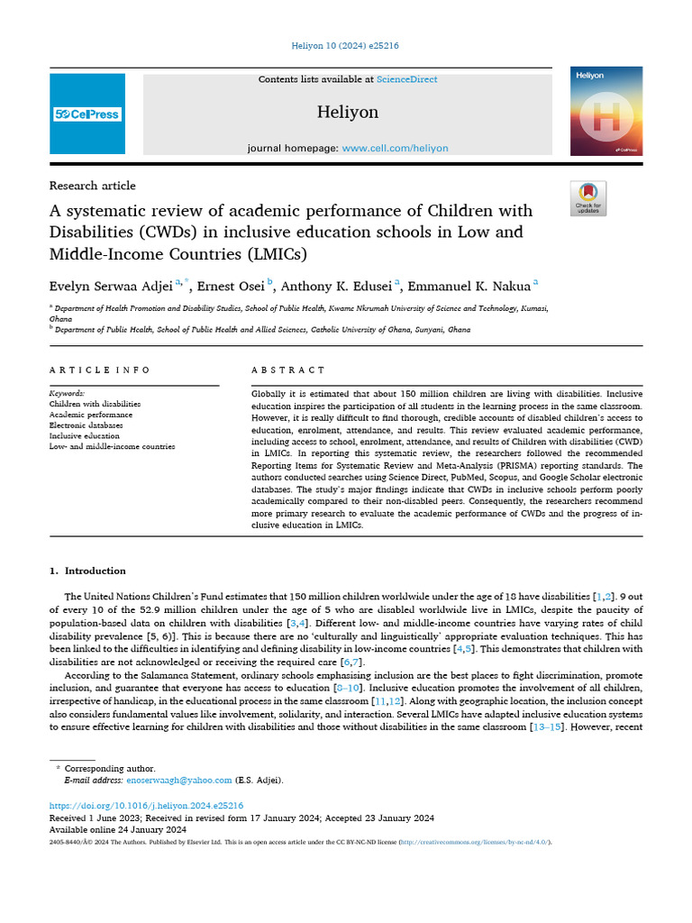 A Systematic Review of Academic Performance of Children With ...