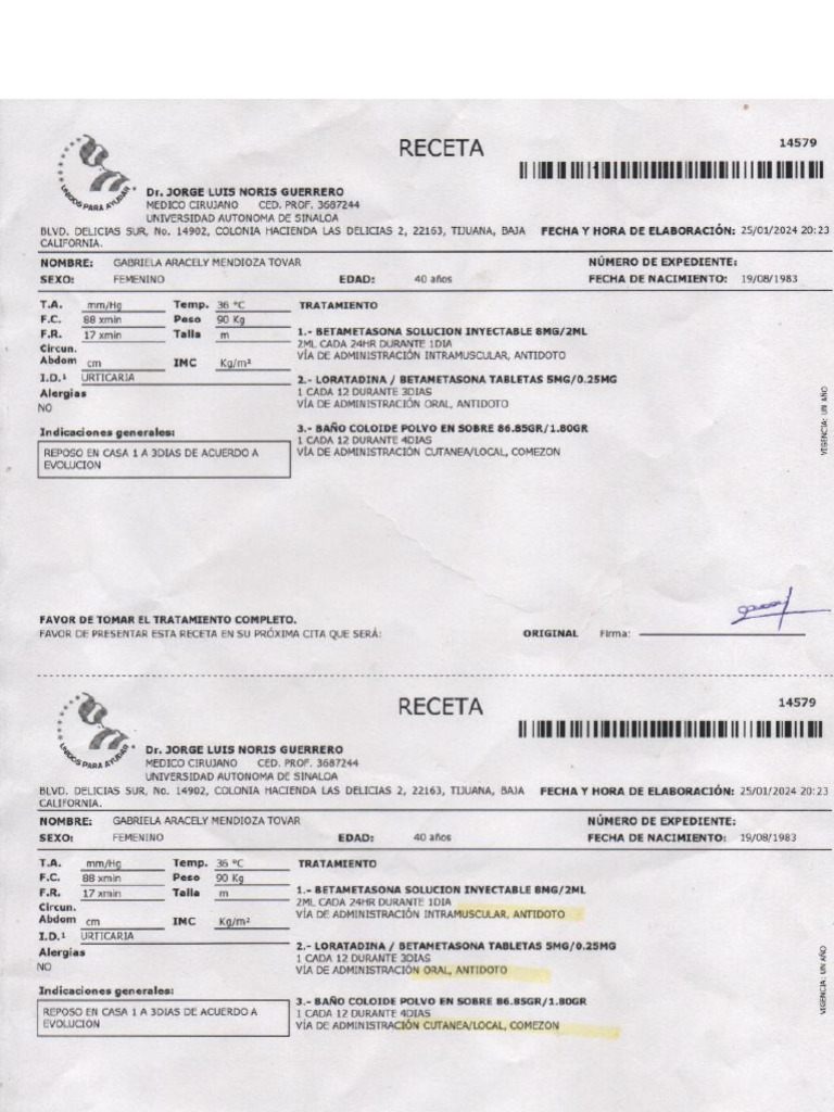 Receta Medica Simi | PDF