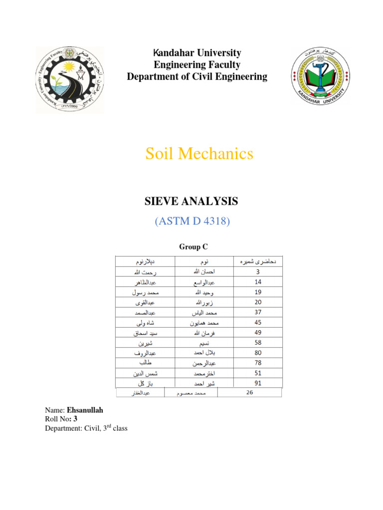 Soil Mechanics: Sieve Analysis | PDF | Particle Size Distribution | Earth Sciences