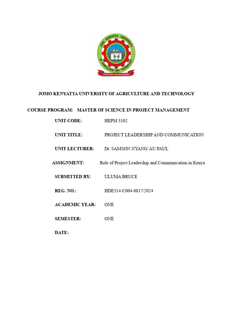 Role of Project Leadership and Communication in Kenya | PDF ...