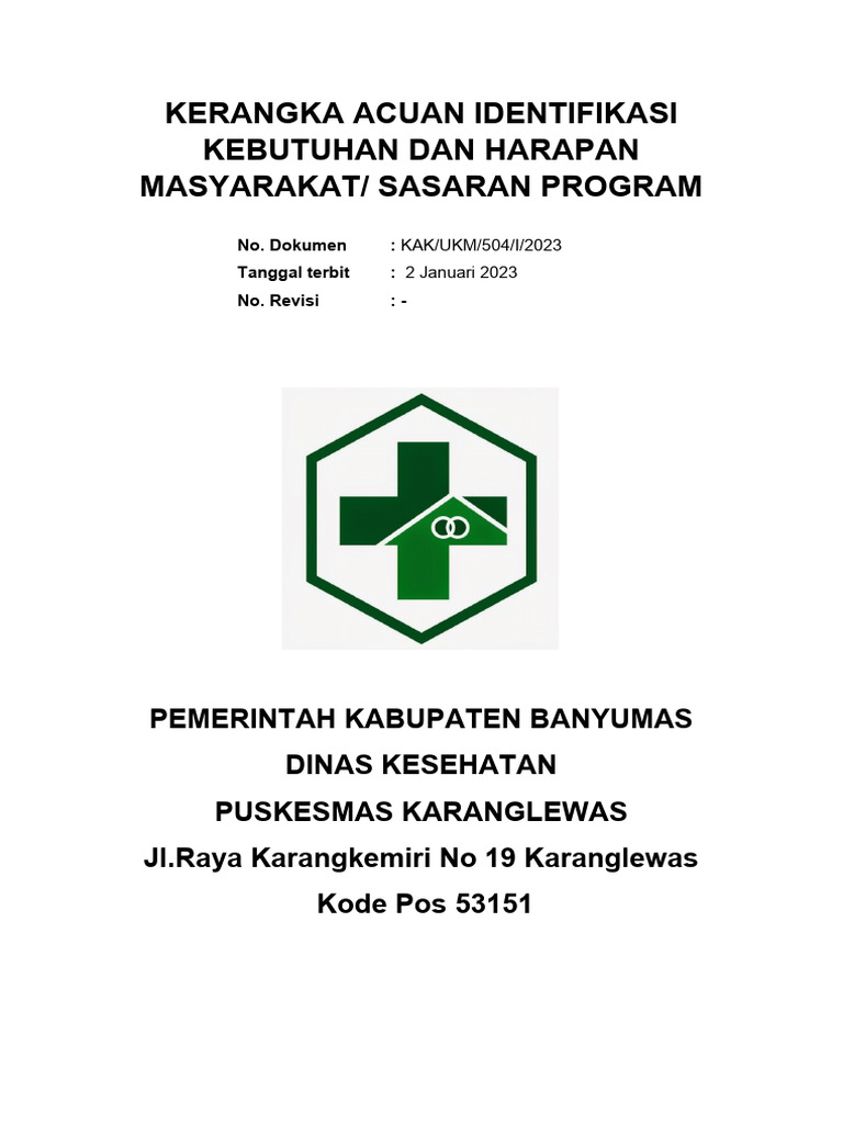 Kerangka Acuan Identifikasi Kebutuhan Dan Harapan Masyarakat | PDF | Ilmu Sosial