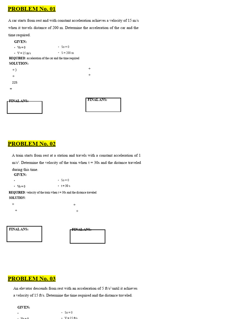 Dynamics Prob Set (1) | PDF | Acceleration | Physical Phenomena