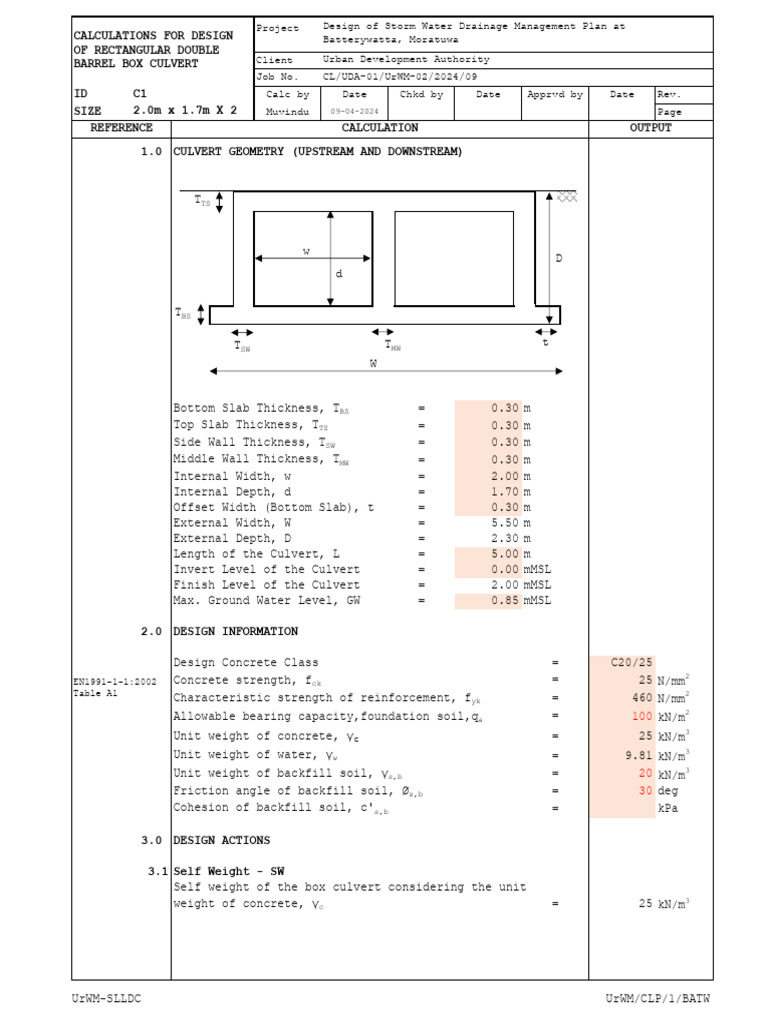 Box Culvert DoubleBarrel 18.04.2024 | PDF | Pressure | Civil Engineering
