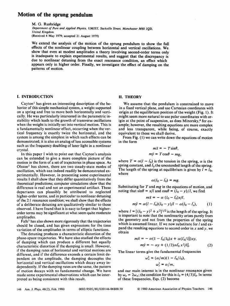 Motion Spring Pendulum | PDF
