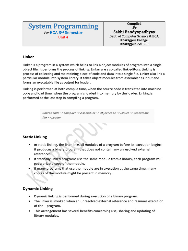 2342study Materials For BCA 3rd Semester System Programming4 | PDF | Library (Computing ...