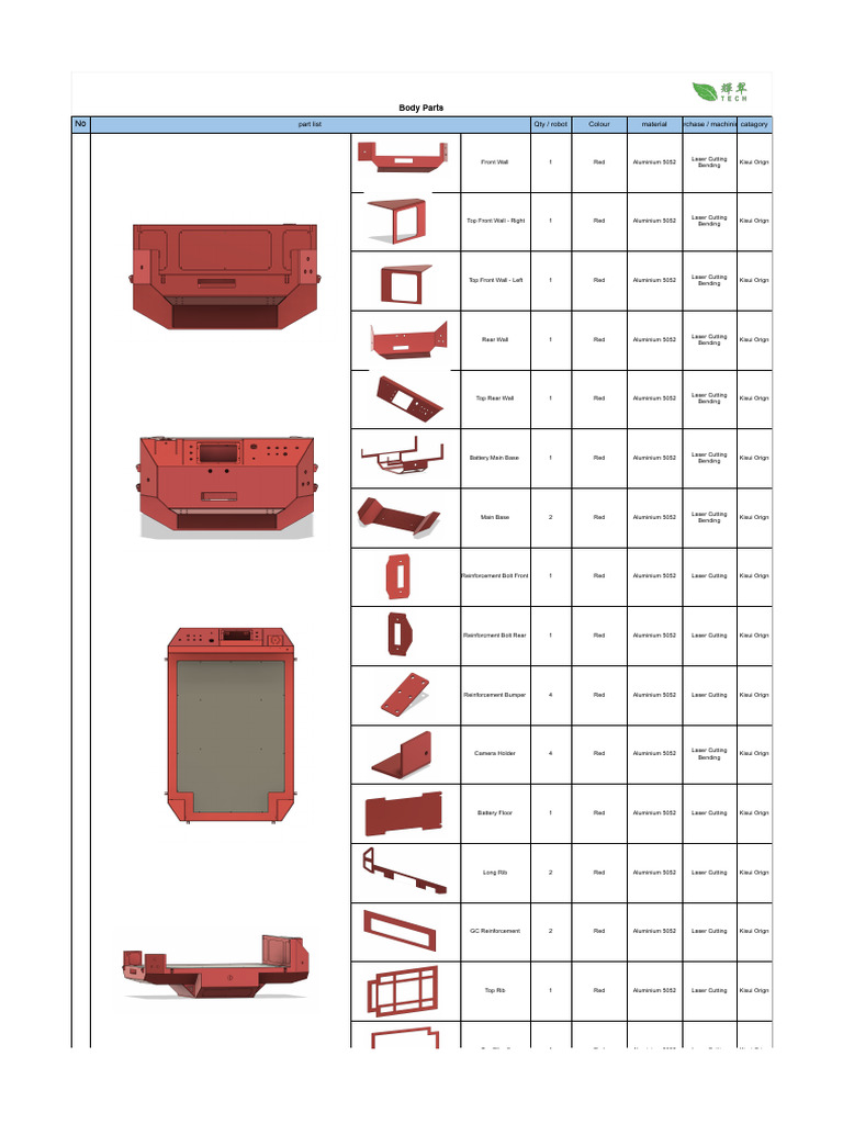 V8 - Part List | PDF | Automotive Technologies | Car Body Styles