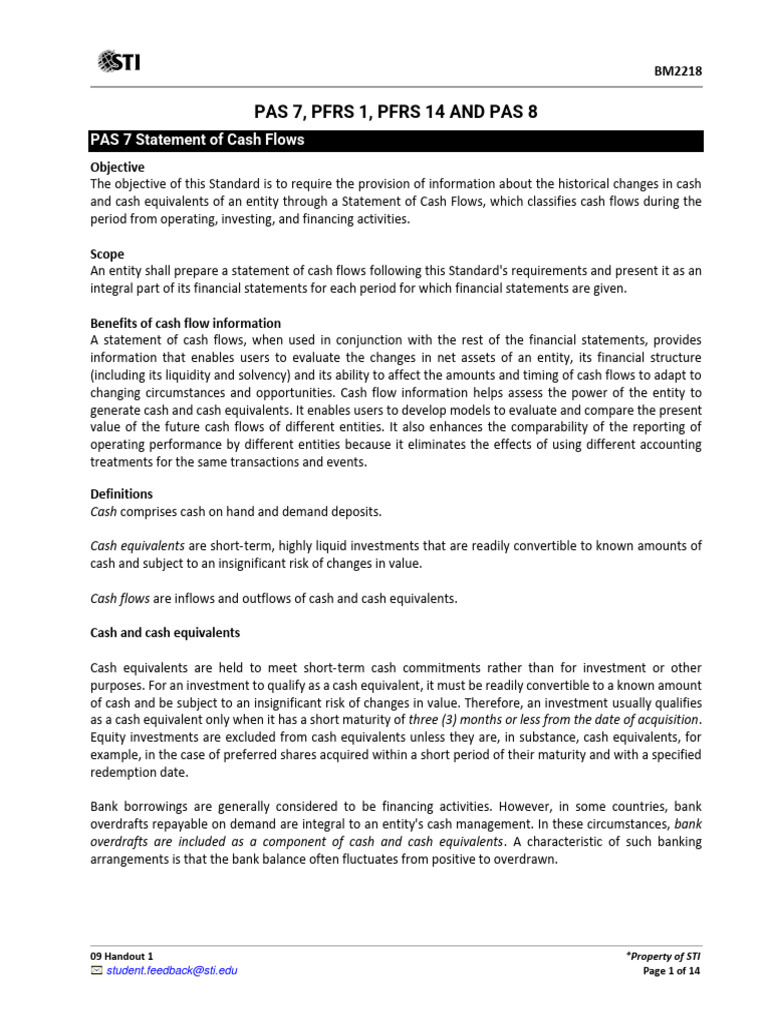 09 - Handout - 1 (24) Cfas | PDF | Financial Statement | International Financial Reporting Standards