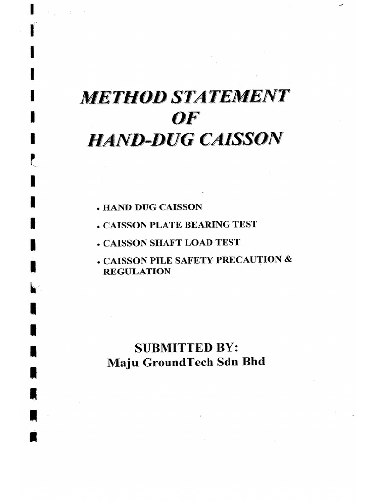 Method Statement of Hand-Dug Caisson | PDF