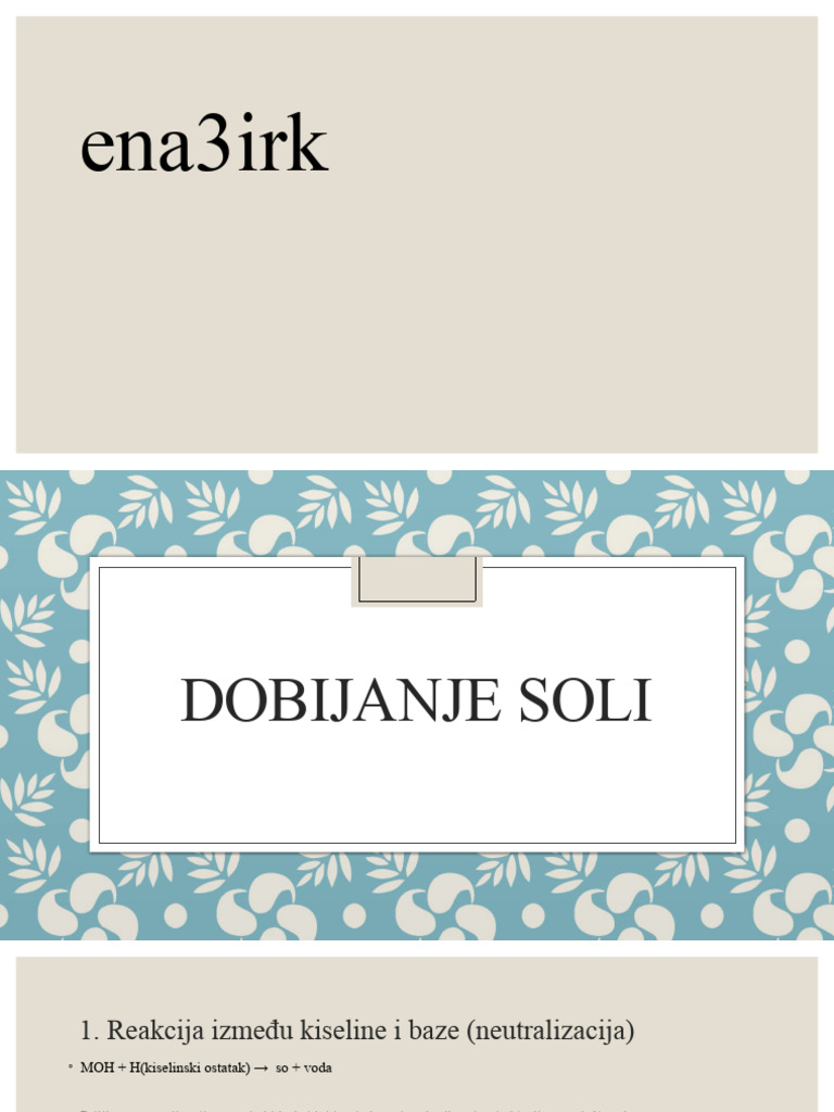 Dobijanje Soli | PDF