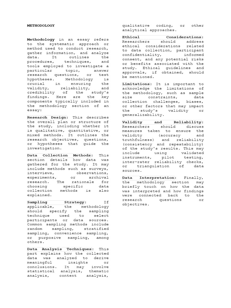 METHODOLOGY | PDF | Methodology | Sampling (Statistics)