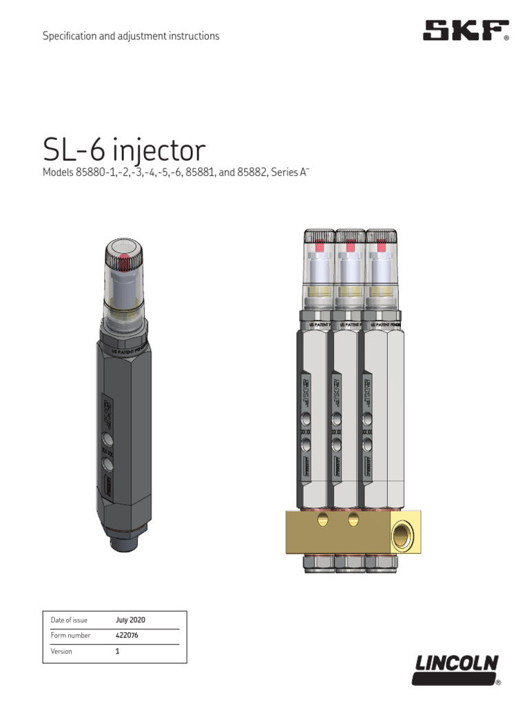 SL6 Injector Specs & Adjustment Guide | PDF | Piston | Pump