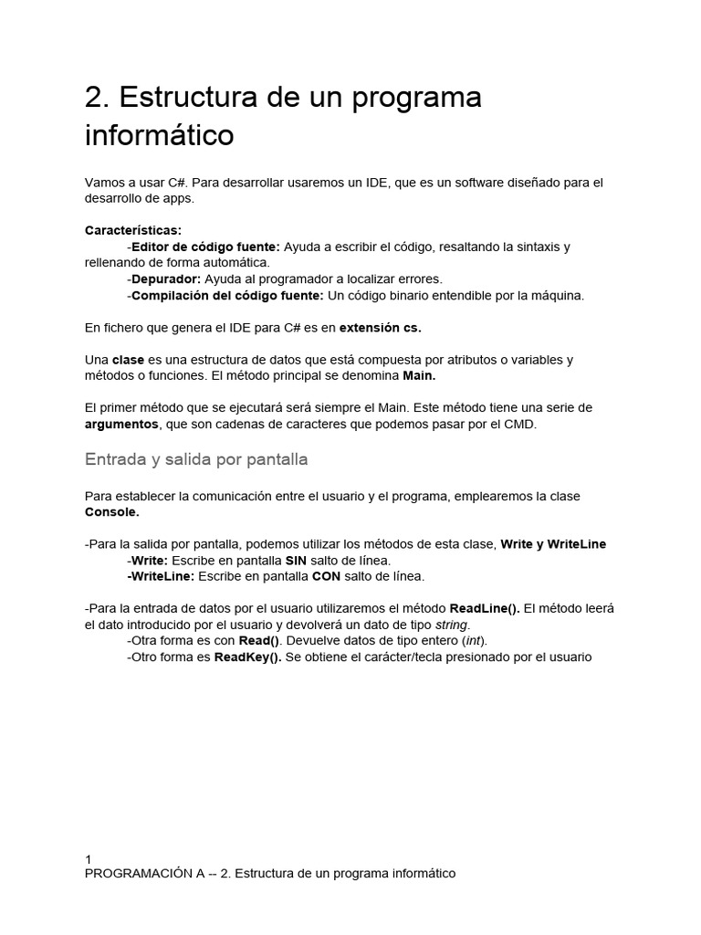 Estructura de Un Programa Informático | PDF | Programa de computadora ...