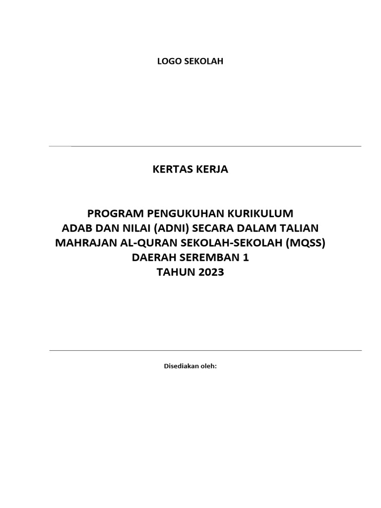 CONTOH Kertas Kerja MQSS ADNI 2023 | PDF