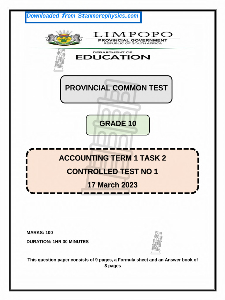 Limpopo Accounting Grade 10 March 2023 QP and Memo | PDF