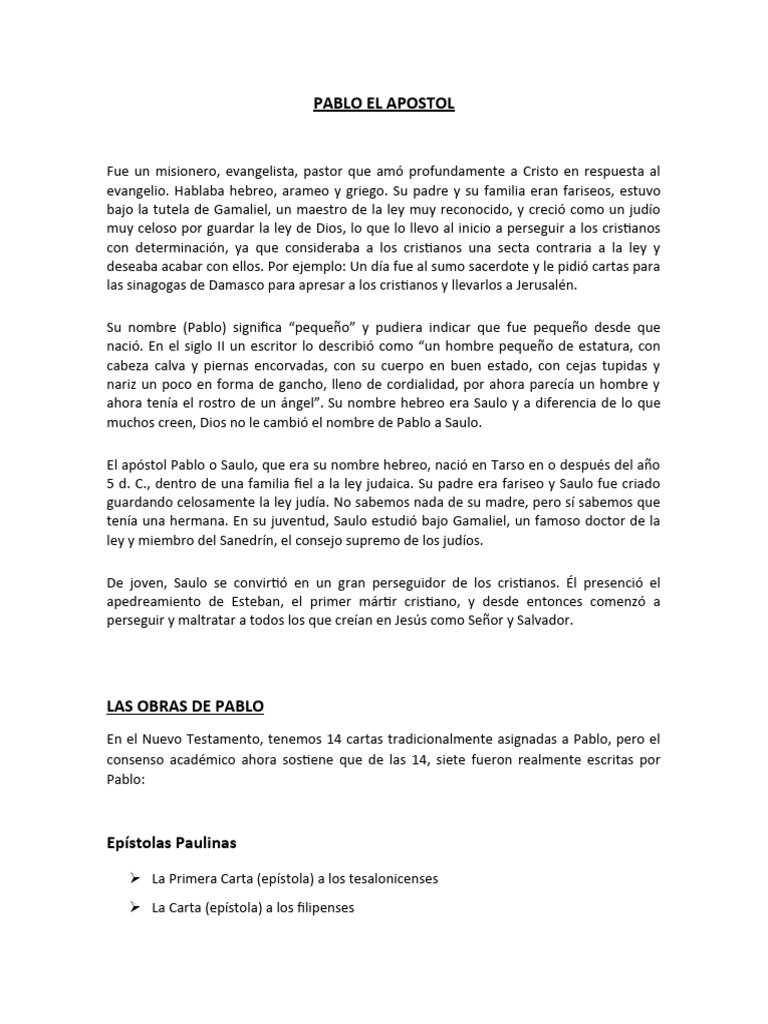 Vida y legado del apóstol Pablo | PDF | Pablo el apóstol | Jesús